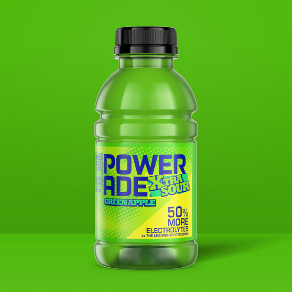 POWERADE XTRA SOUR Green Apple Electrolyte Sports Drink Bottles, 12 fl ...