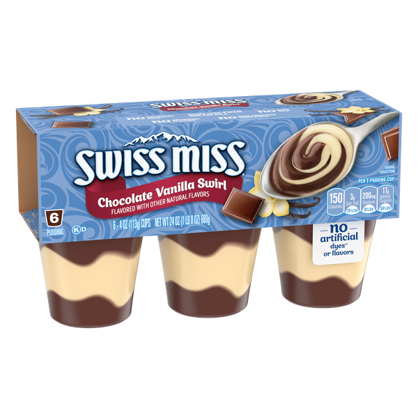 Swiss Miss Chocolate Vanilla Swirl Flavored Pudding, 4 oz., 6-Count ...