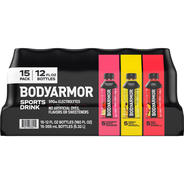 BODYARMOR Variety Pack Electrolyte Sports Drink Bottles, 12 fl oz, 15 ...