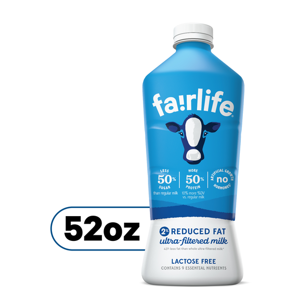 Fairlife 2% Reduced Fat Ultra-Filtered Milk, Lactose Free, 52 fl oz ...